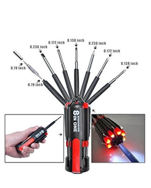 8 In 1 Multi Screwdriver Set With Led Torch Light | Daraz.pk