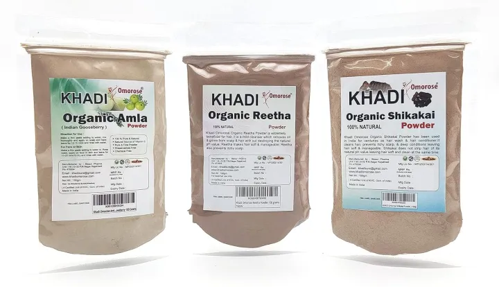 KHADI Omorose Amla Reetha Shikakai Powder For All Type Of Hairs, (100 ...