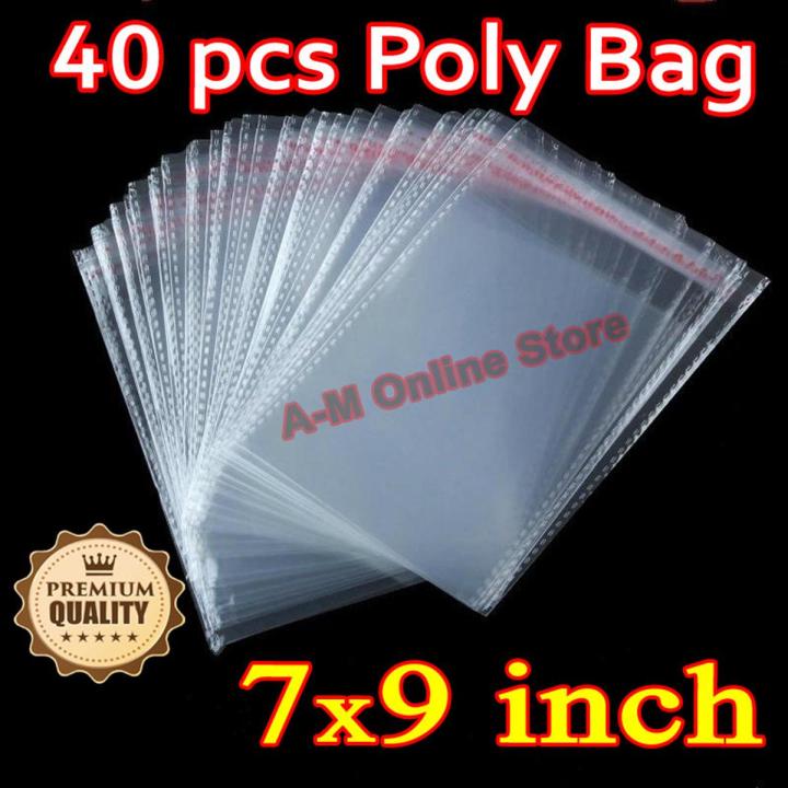 Bundle of 40 pcs (7 x 9)Transparent, Plastic Bags, Self Adhesive Seal ...
