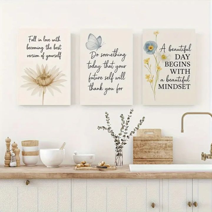 Inspire positivity every day with this 3pcs Canvas Wooden stickytile ...