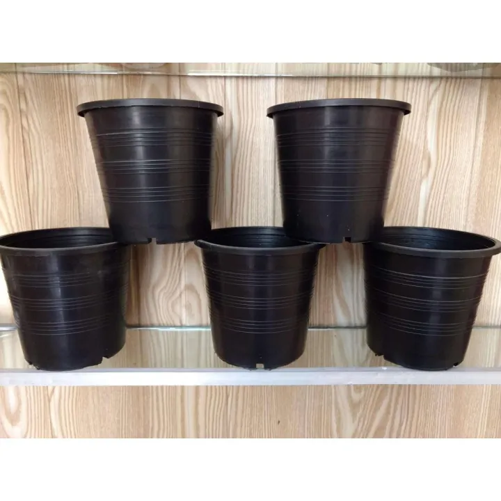 Black pots (Gamla) Round Black Plastic Pots for Plants and Seedling 9*7 ...