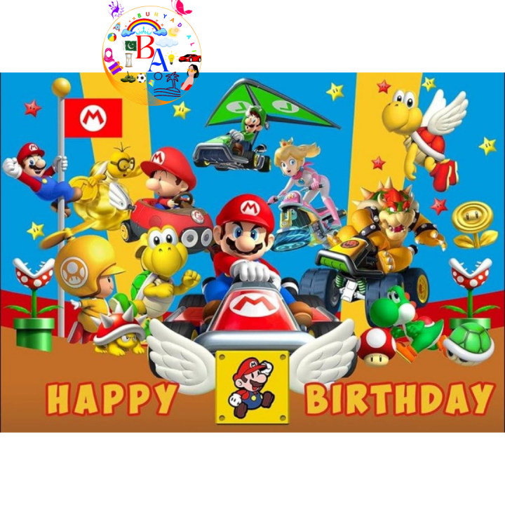 Mario Fancy Backdrop Mario Theme Fancy Panaflex Mario Birthday Party ...