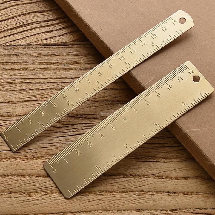 Vintage Brass Straight Ruler For Students Creative Metal Triangle Ruler ...