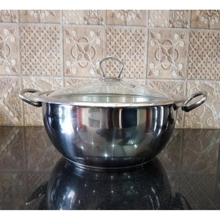 ALPHA STAINLESS STEEL COOKING WOK DOUBLE BOTTOM WITH GLASS LID ...