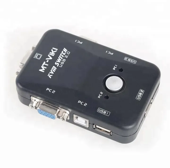 USB KVM 2 Ports Selector VGA Print Auto Switch Monitor Box VGA Splitter ...