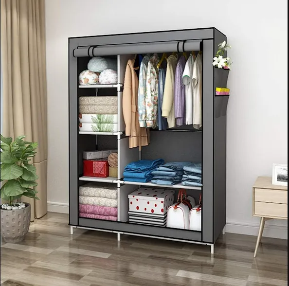 Storage Wardrobe Foldable and Movable Cloth/Fabric Wardrobe with Zip Up ...