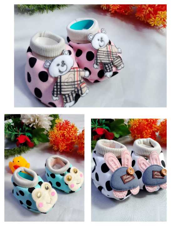 Pack of 3 Newborn winter Babies Shoes / Socks Type Booties / Fancy ...