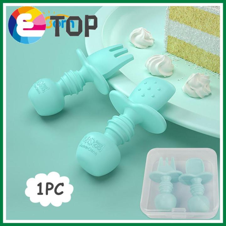 【ETOP】 Baby Spoon Set Silicone Children's Spoon Practice Eating Fork ...