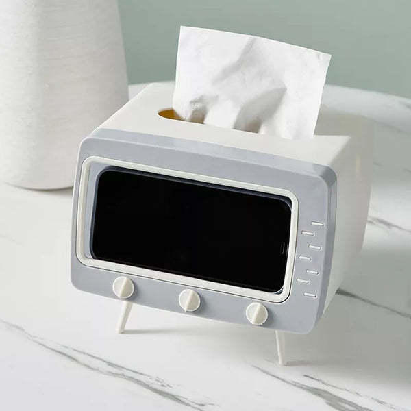 TV Tissue Box Organizer with Mobile Phone Holder Desktop Paper Holder ...