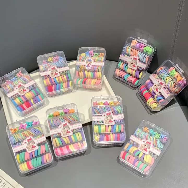 Mini Hair Ties & Clips Set - 20+ Pieces Pony Box | Soft & Gentle ...