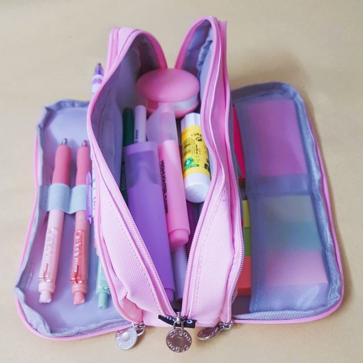 Large Capacity 3 Compartments Stationery Case - ANGOO 3 Compartments ...