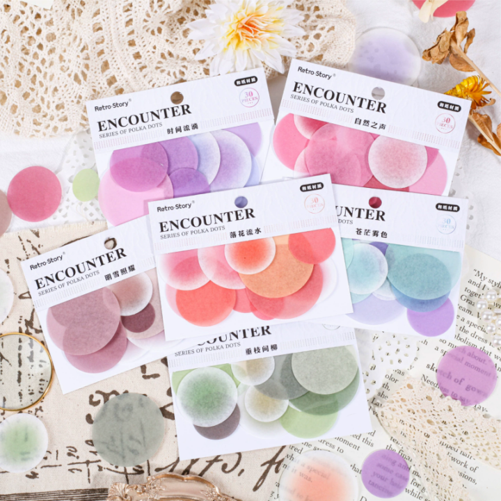 RHS Online 30PCS Encounter Series Polka Dots Washi Stickers Diary ...