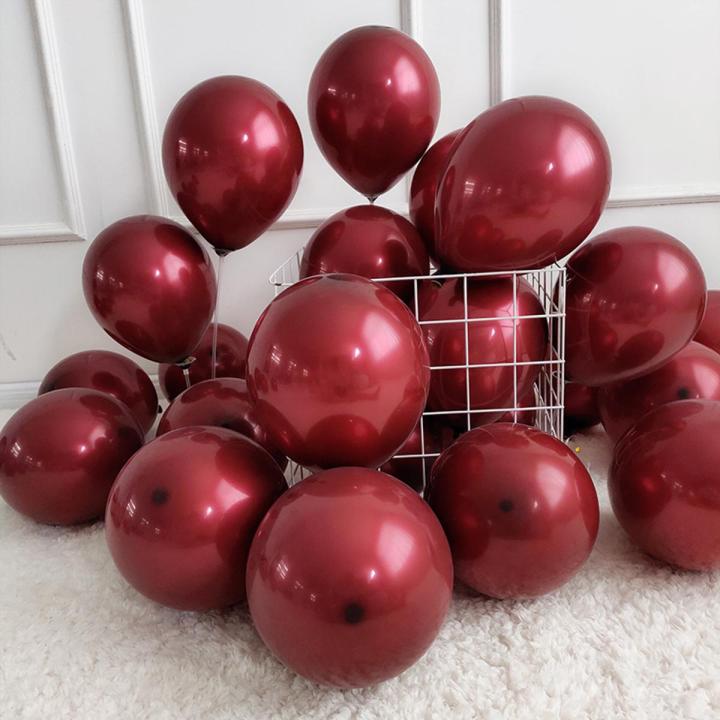 25pcs 10inch Double Layer Maroon Chrome Balloons shinny Glossy Metallic ...