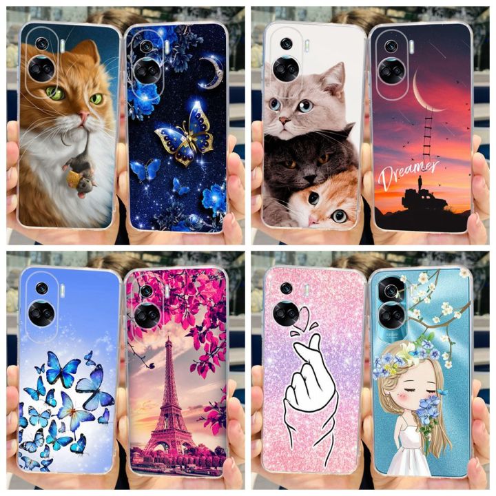 For Honor 90 Lite Case CRT-NX1 Cute Cat Butterfly Back Cover Clear ...