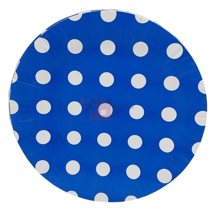 Dark Blue Polka Dot Plate - 7 Inch - Blue Themed Party - Dark Blue ...