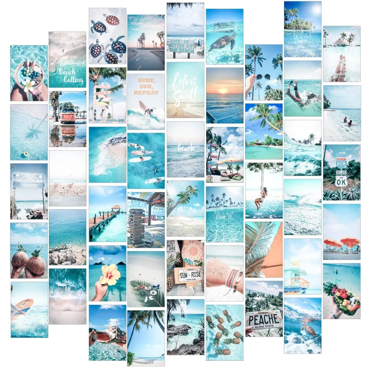 Beach Aesthetic Blue Wall Collage Kit Aesthetic Pictures for Bedroom ...