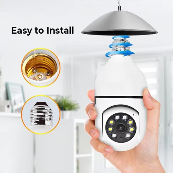Wifi Bulb Camera 1080p Full HD PTZ 360 Rotate Day and Night Vision CCTV ...