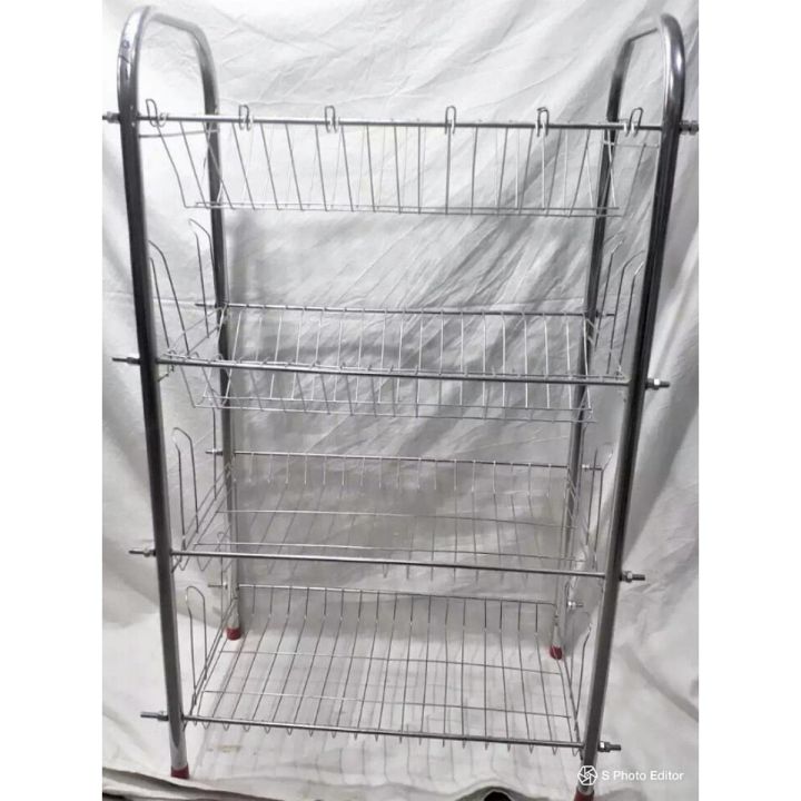 Stainless Steel 4 Layer Crockery Stand Dish Rack, Durable Kitchen ...