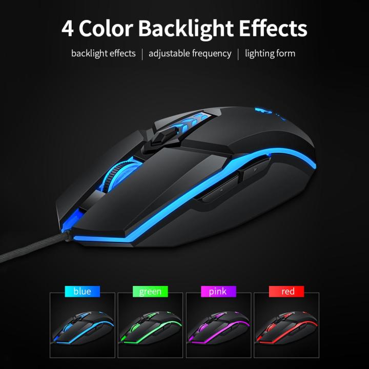 T-WOLF G510 Wired Gaming Mouse 6 Button 4 Color Backlight 800-3200 ...