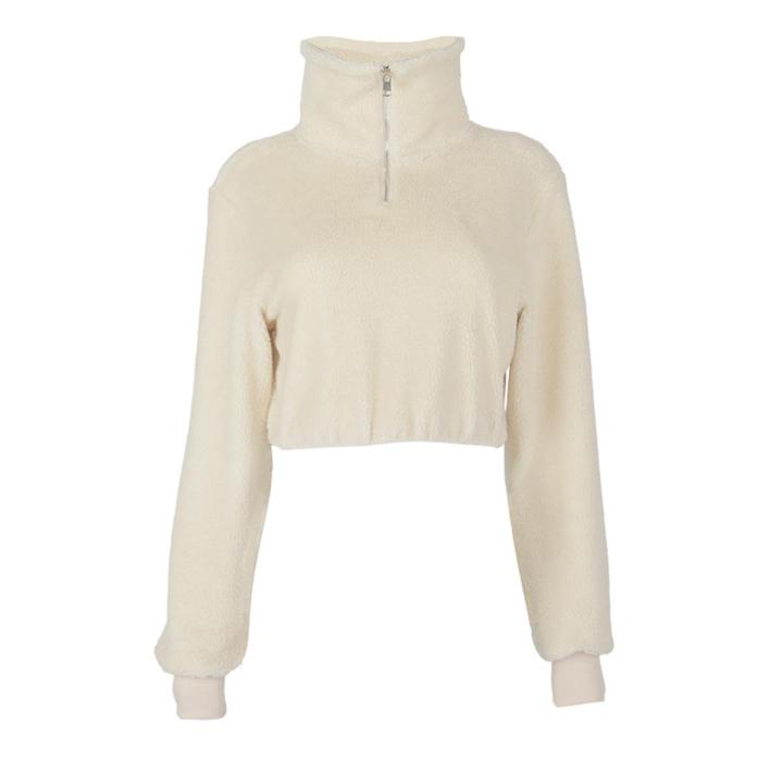 pop it Women Casual Long Sleeve Zipper Sweater Fashion Solid Color ...