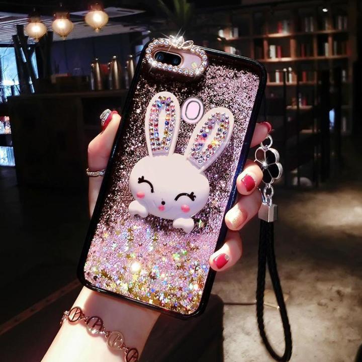 【BestGO】For OPPO R11 Plus Cute Glitter Diamond Rabbit Stand Case Bling ...