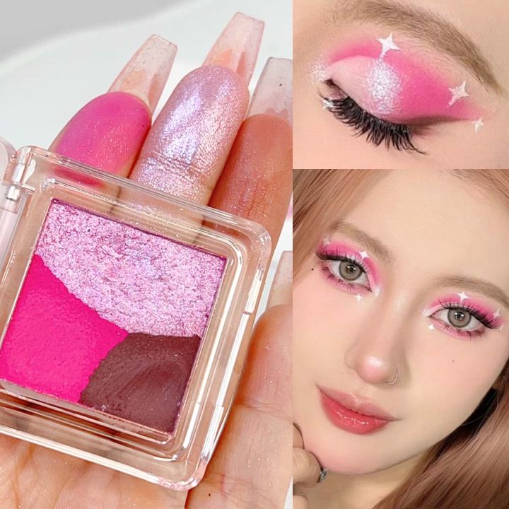 Matte Glitter Eyeshadow Palette Low Saturation Rose Blusher Plate ...