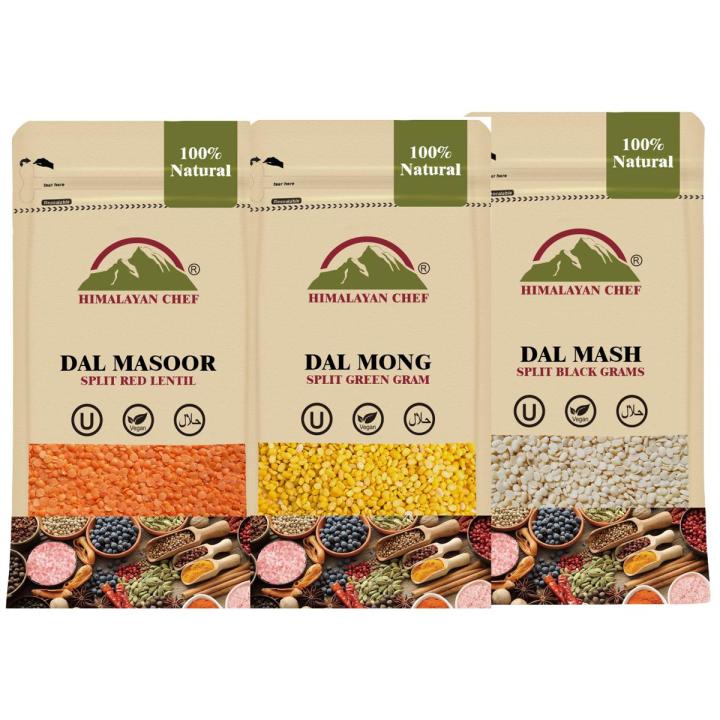 (Pack of 3) Himalayan Chef Daal Masoor Washed | Daal Mong Washed, Daal ...