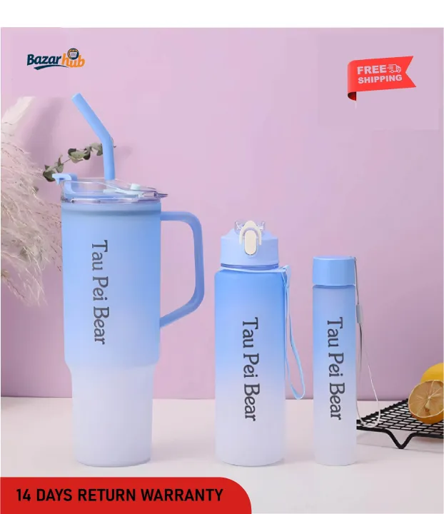 1200ml 3 in 1 Tumbler Mug - Gradient Colour Drinking Water Bottles ...