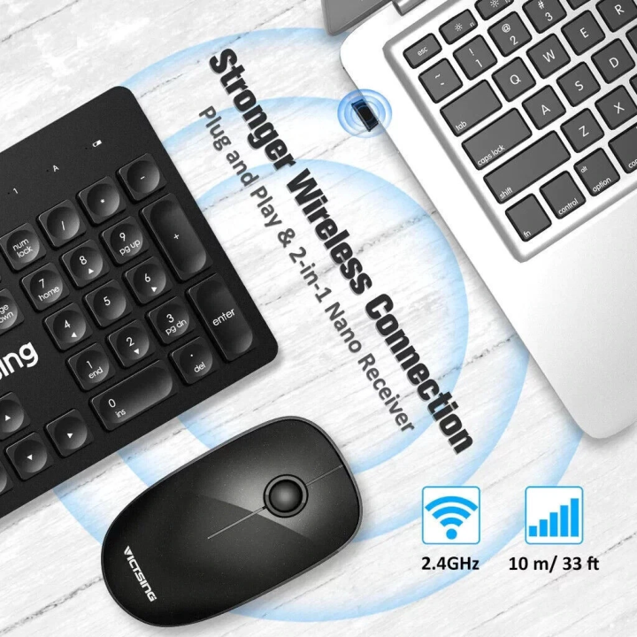 VicTsing PC176B Ultra-Slim Wireless Keyboard – Silent 2.4GHz USB ...