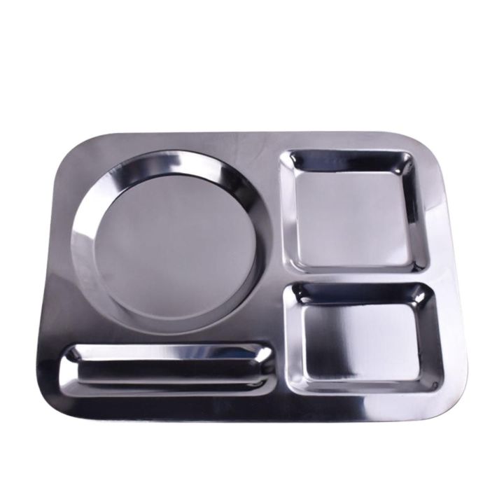 Big Size Divided Food Serving Tray Stainless Steel 4 Portions | Daraz.pk