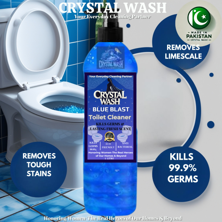 Crystal Wash Blue Blast Toilet Cleaner 500 ML– Deep Clean, Cool Blue Freshness! Lime & Rust ...