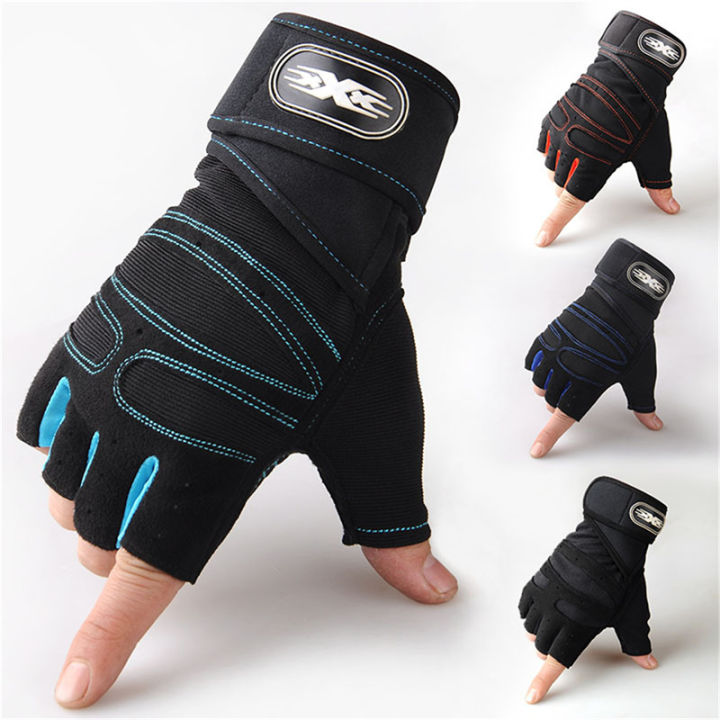 Men Gym Gloves Half Finger Training Sports Exercise Workout Bike Gloves ...