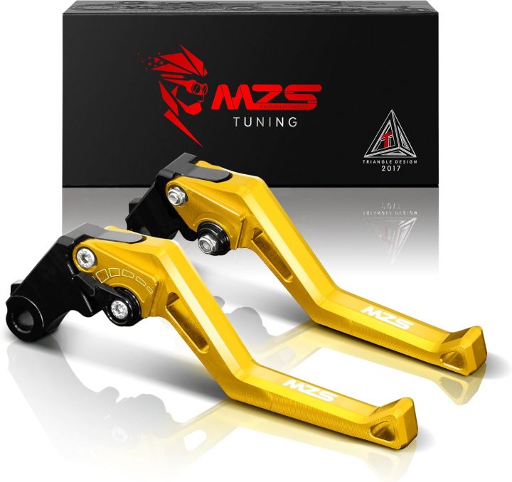 MZS Gold Motorcycle Clutch Brake Levers Short Adjustable CNC Compatible ...