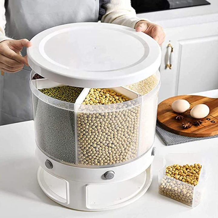Rotating Rice Bucket Rice Dispenser 6 Grates Rice Storage Dry Food ...