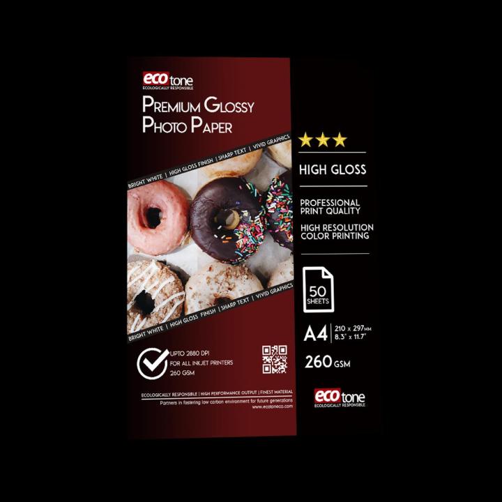 Ecotone Glossy Photo Paper A4 size 50 sheets 260g | Daraz.pk