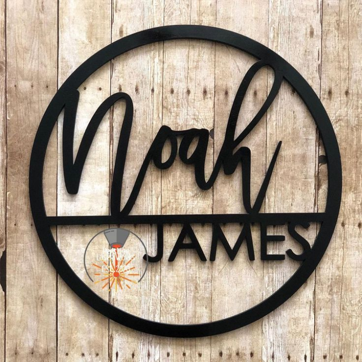 Customized Your Name Or Text Wooden Frame Wall Hanging, MDF Wall Name ...