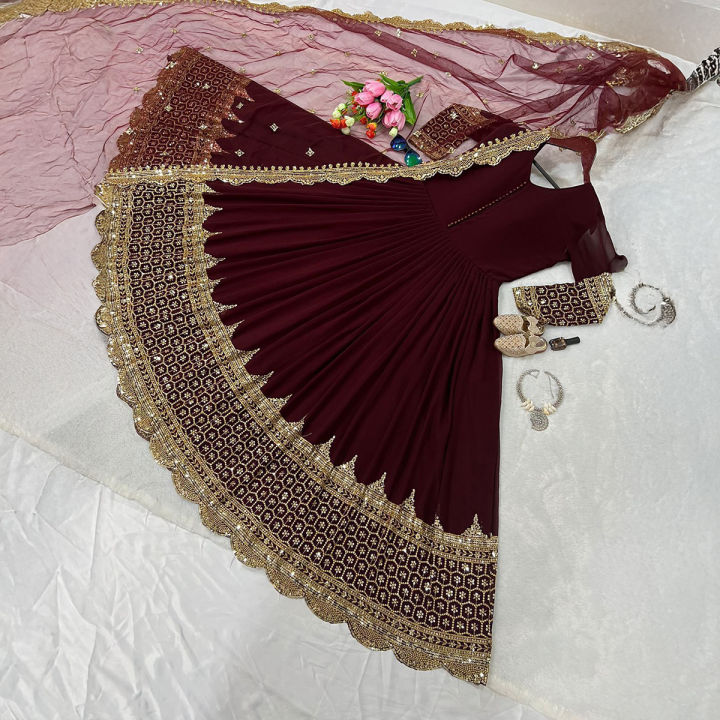 NC-06 3-Piece Embroidered Stitched Frock Set for Women - Elegant ...