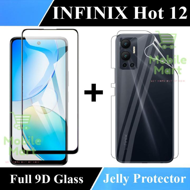 Dual Pack Infinix Hot 12 9D Black Tempered Glass Screen Full Glue Edge ...