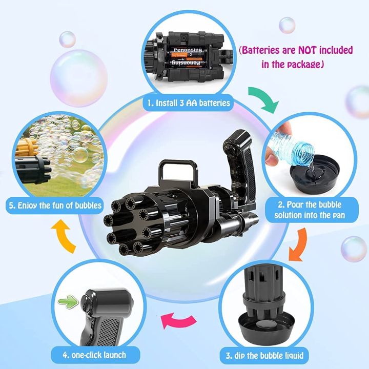 Bubble Gun Machine Gatling Bubble 8-Hole Bubble Toy for Toddler ...