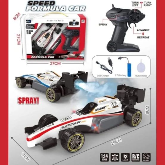 F1 Speed Formula Remote Control Racing Car Drift Spray Rechargeable ...