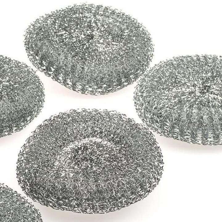 12 Scourer Steel Wire Mesh Ball Pads Kitchen Scrub Cleaning Pan Cleaner ...