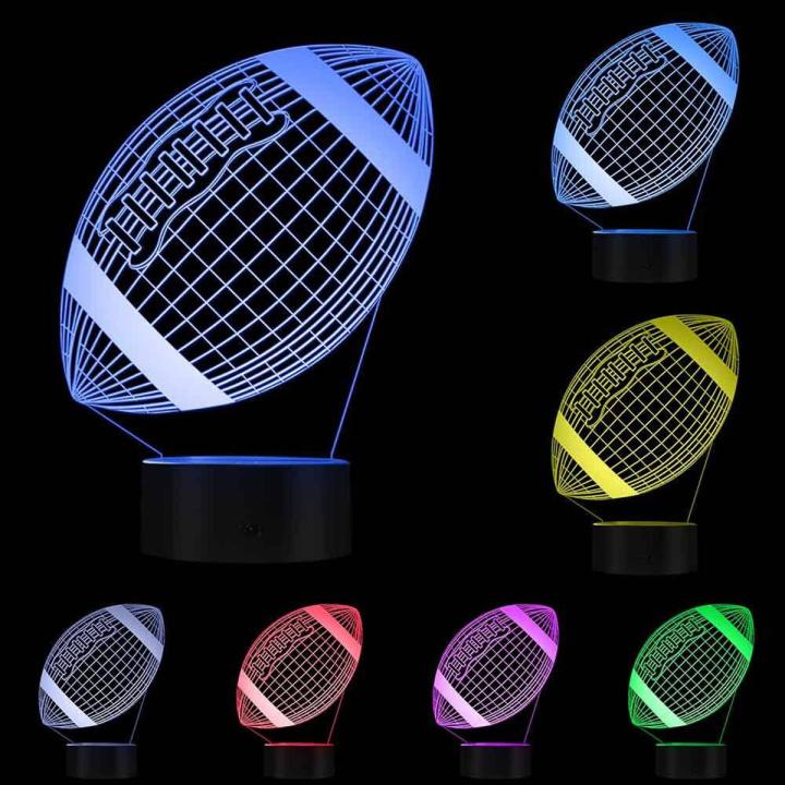 American Football 3D Render Wireframe Hologram Night Table Lamp Rugby ...