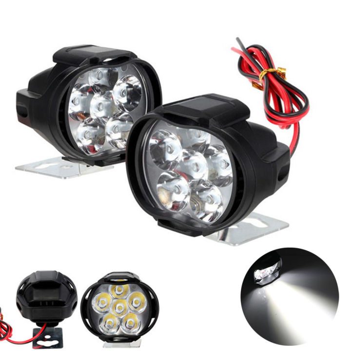 Fg 1pcs Motorcycle Headlight Spotlight Universal Led Mirror Mount Fog