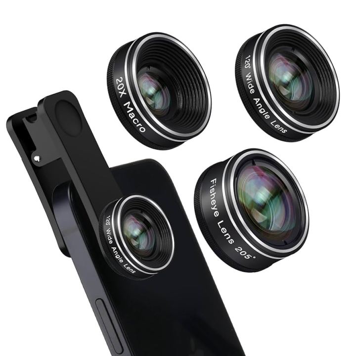 3 in 1 Mobile Camera Lens Kit – Fisheye &Wide Angle, Macro -Clip On ...