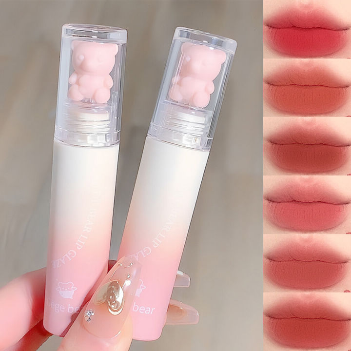 Gege Bear Matte Velvet Mist Lip Glaze Waterproof Long-lasting Lip Gloss Orange Red Brown Non ...
