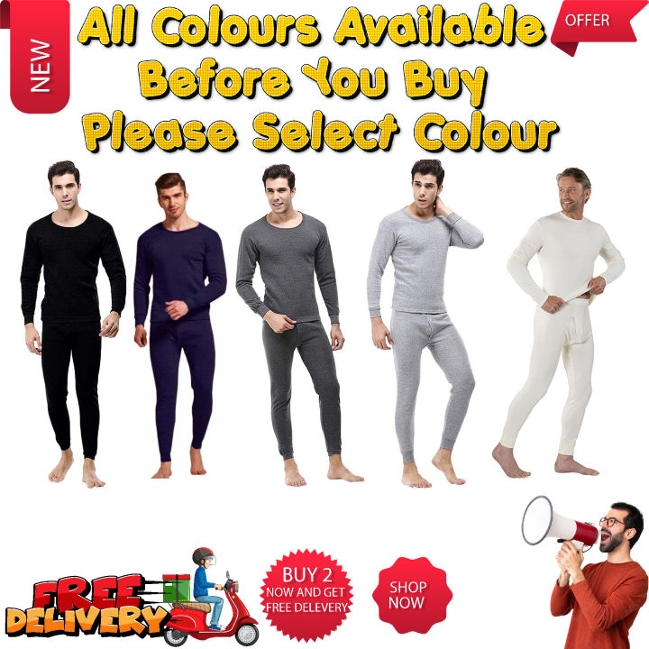 2 Pcs Men Premium Full Body Suit Thermal Body Warmer Skin Tight ...