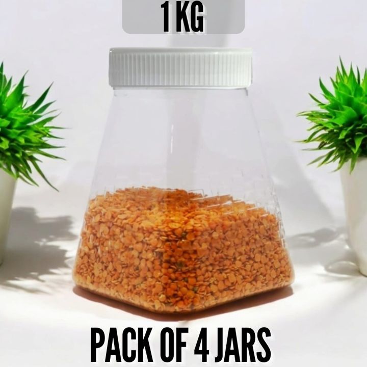 PYRAMID JAR Pack of 4 Jars for Kitchen - 1 KG STORAGE SPICE JAR Candy ...
