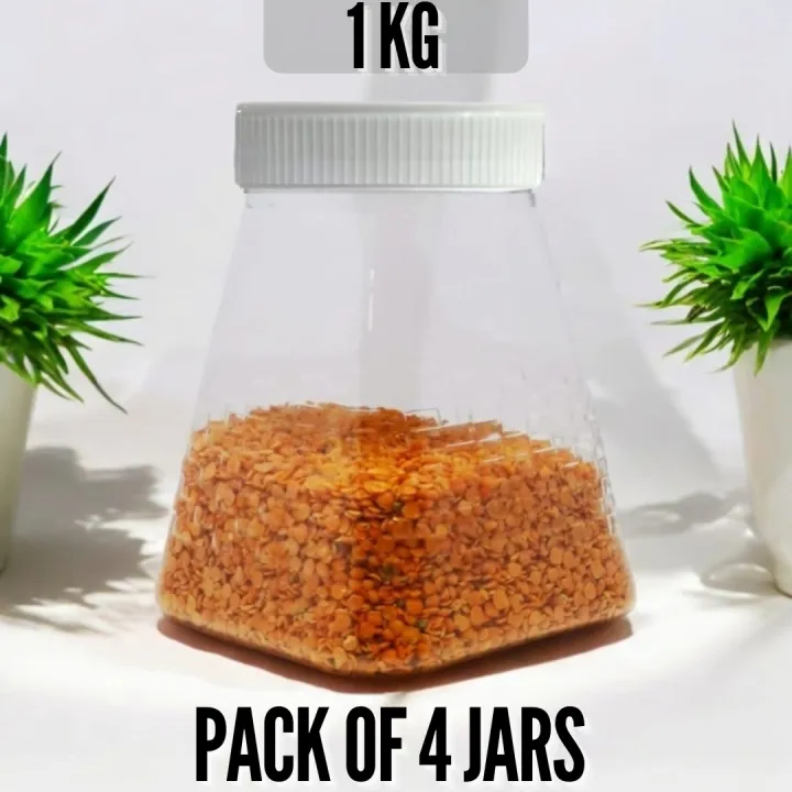 PYRAMID JAR Pack of 4 Jars for Kitchen - 1 KG STORAGE SPICE JAR Candy ...