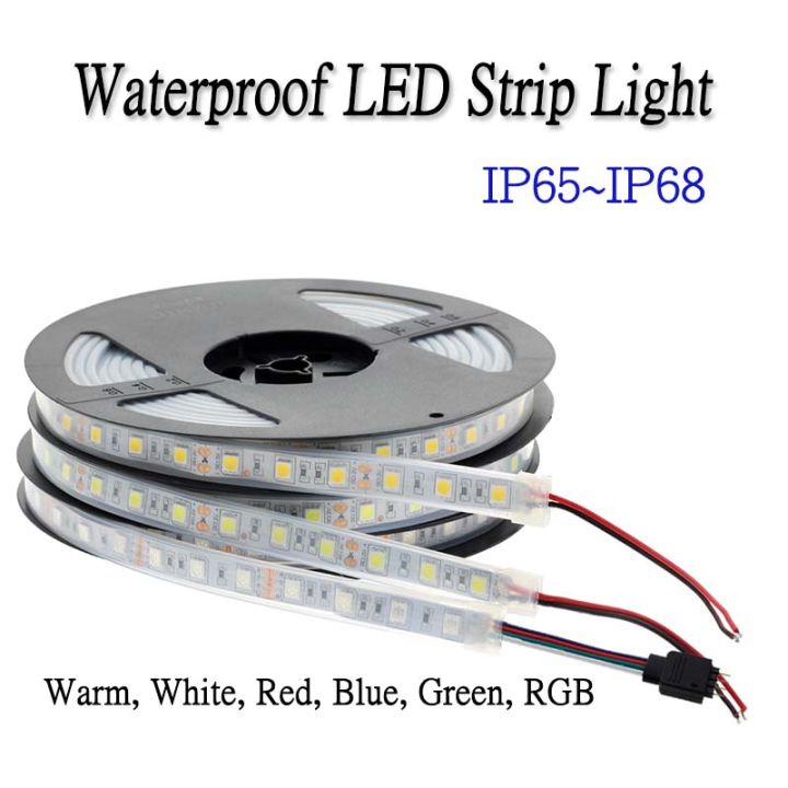 SMD 5050 12V Waterproof LED Strip Light Warm White Blue Green Red RGB ...