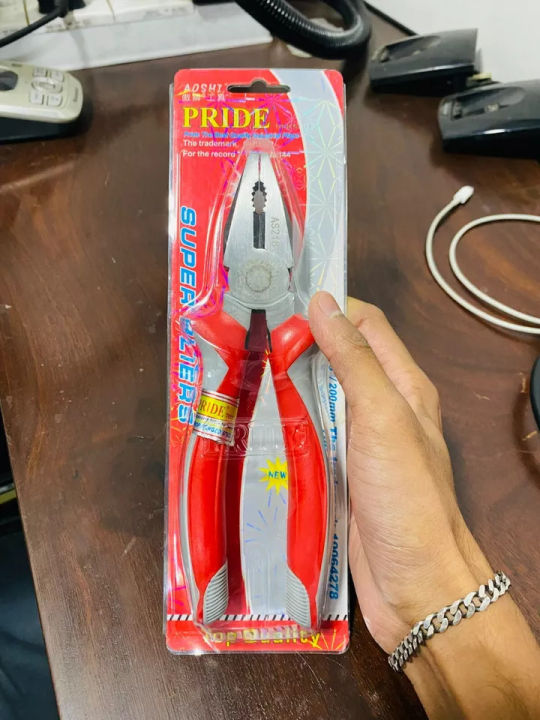 PRIDE Combination Pliers 8 inch with Soft Grip | Wire Strippers ...